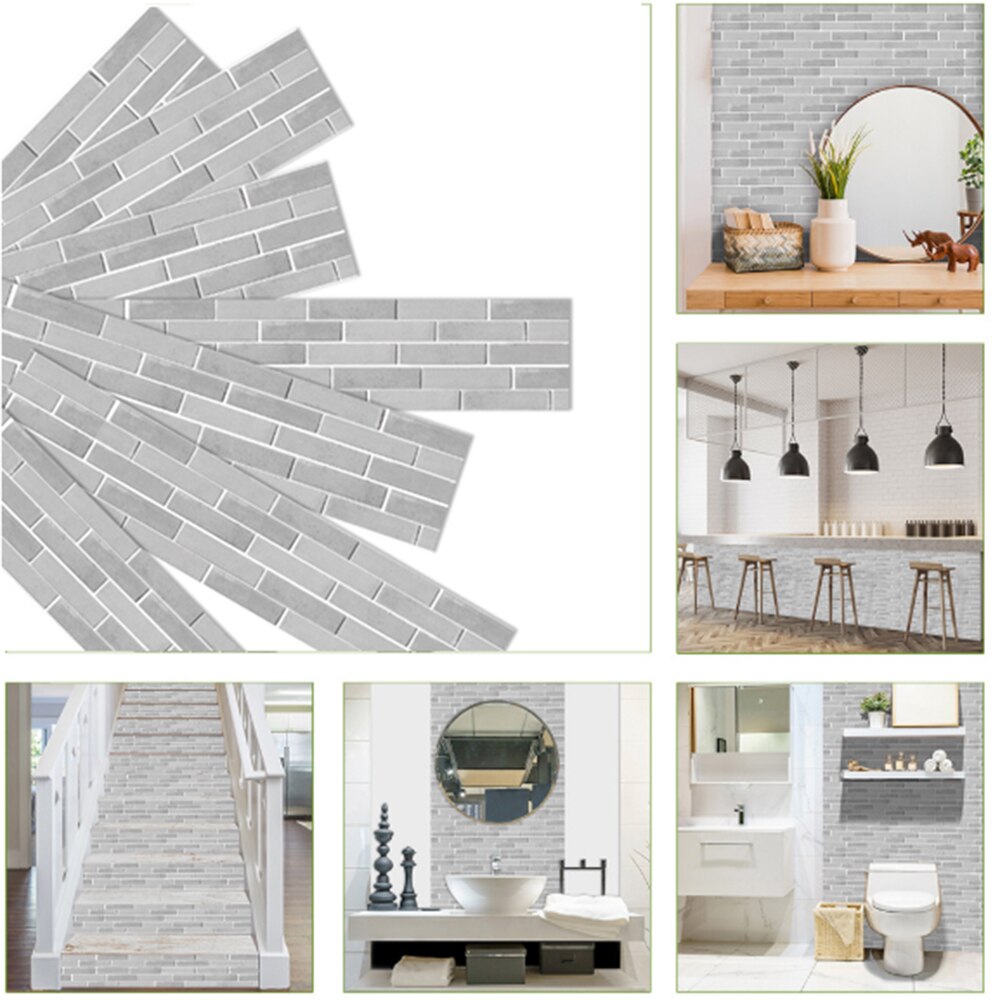 7Pcs/Set DIY Grey Brick Pattern Wall Stickers Wate... – Grandado
