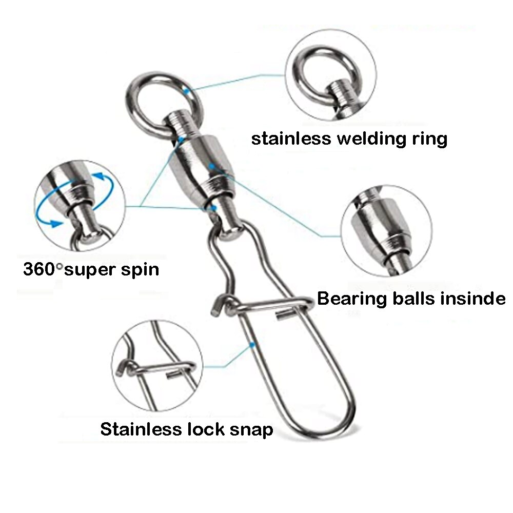 JOHNCOO 10pcs Lock Snap Fishing Swivels Stainless ... – Grandado