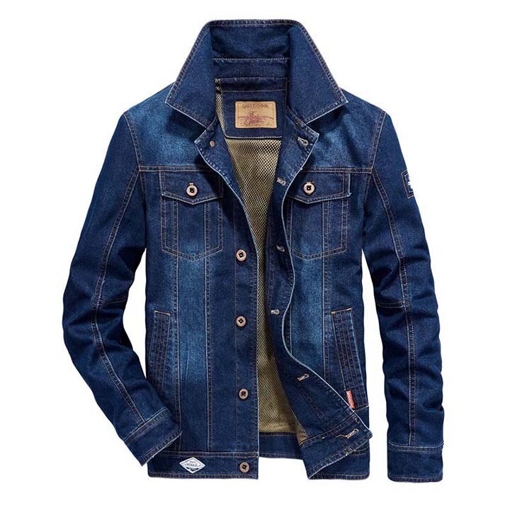 Men Cargo Vintage Denim Jackets And Coats Solid Co... – Vicedeal