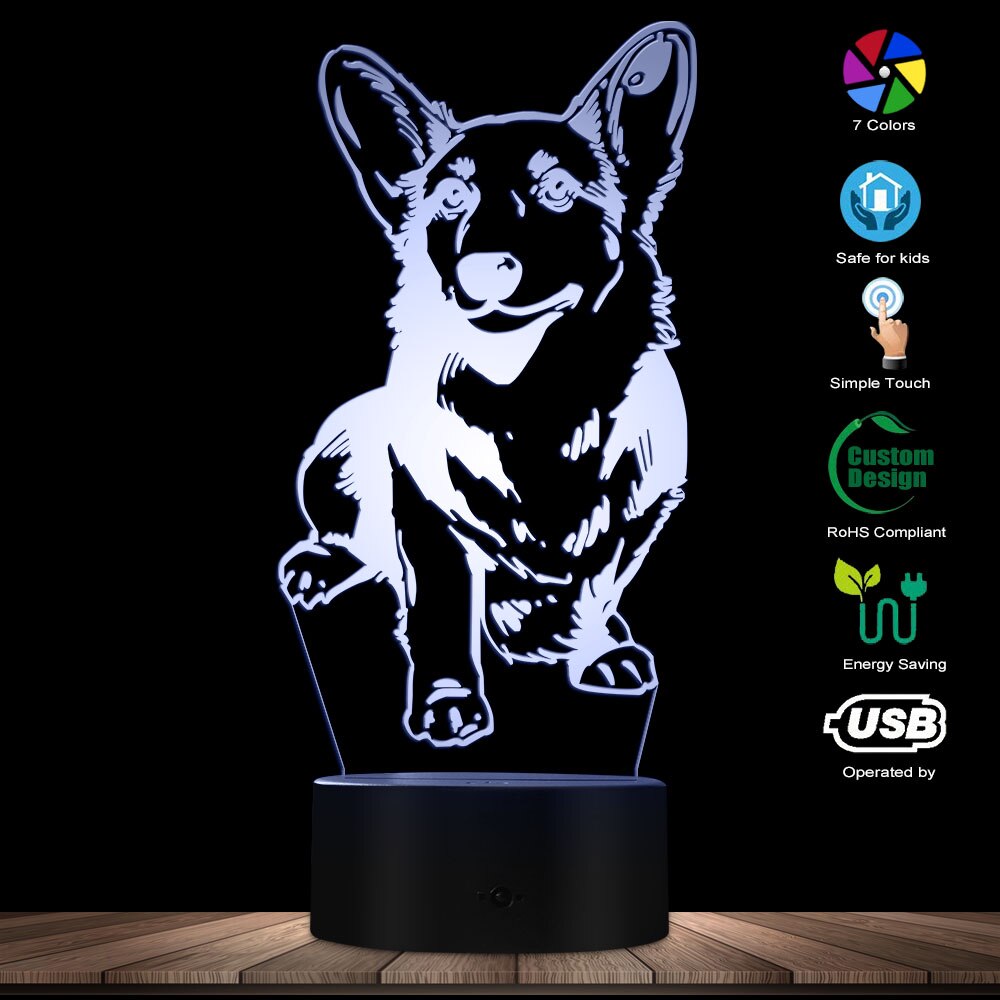 Cardigan Welsh Corgi Dog 3D Optical illusion Night... – Grandado