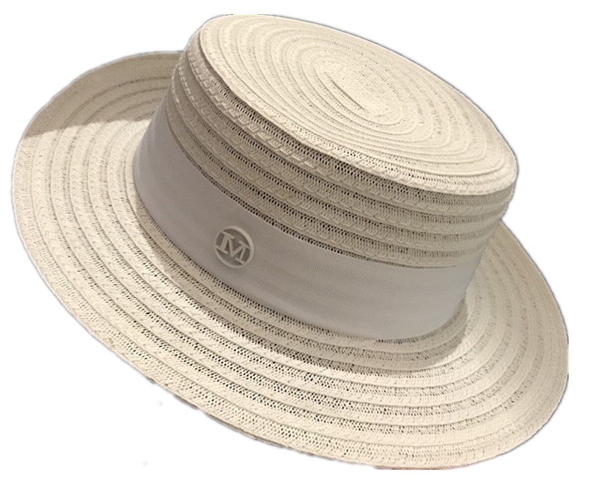 Strandhatt kvinner halm flat topphatt hvit fedora ... – Vicedeal