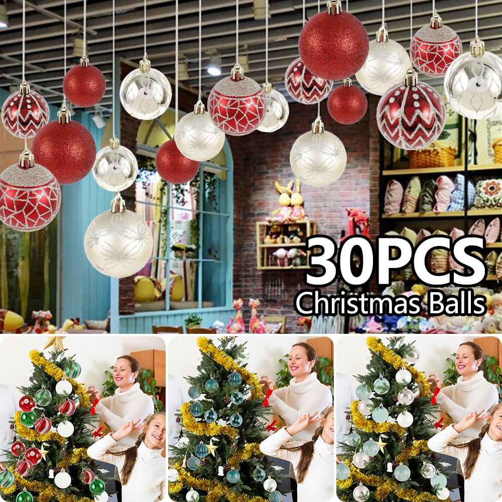 30 Pcs/set Christmas Balls Glitter Christmas Tree ... – Grandado