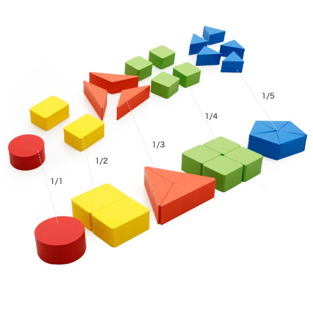 Wooden Geometric Math Fraction Puzzle Pairing Stac... – Grandado