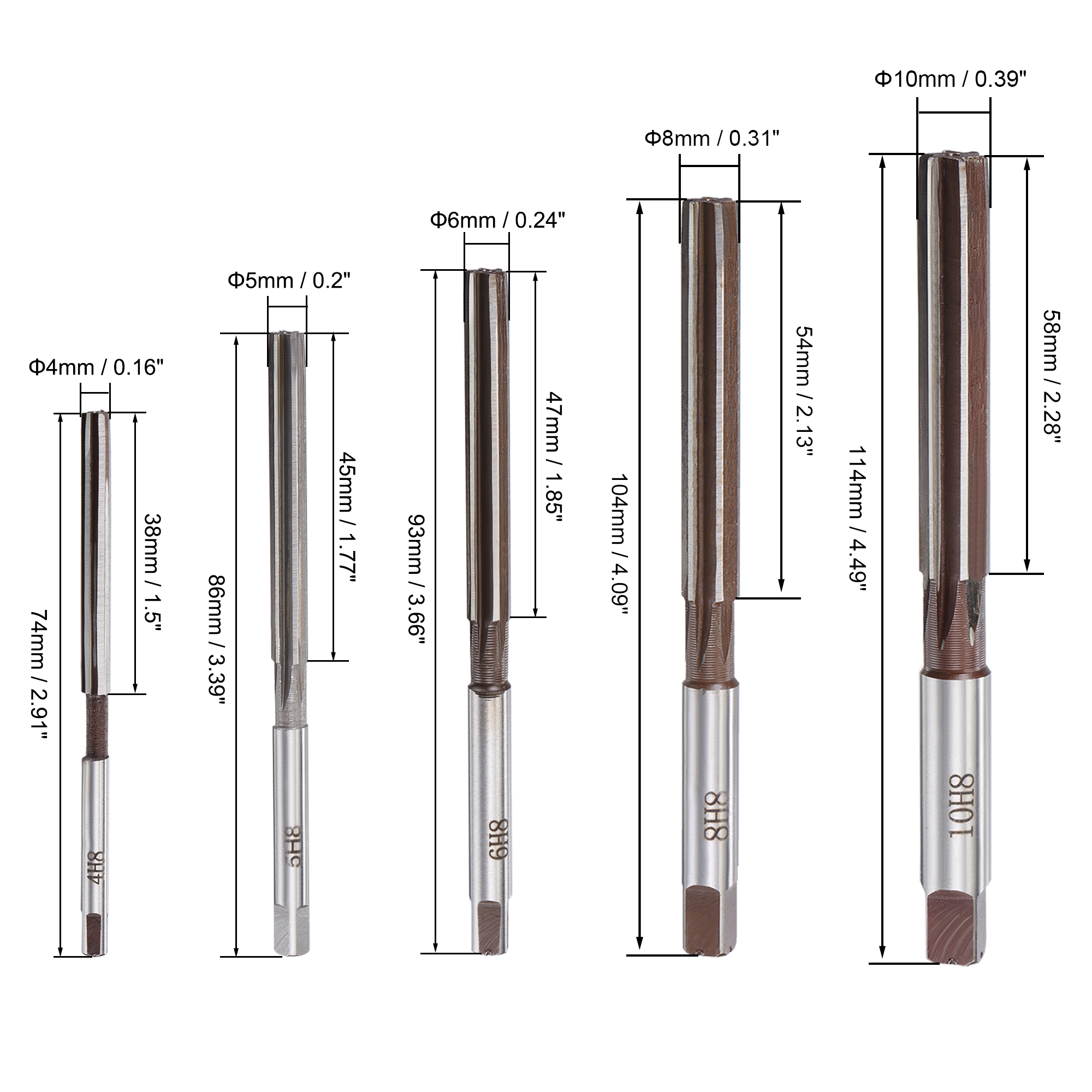 Uxcell Hand Ruimers Set 4Mm 5Mm 6Mm 8Mm 10Mm H8 Na... – Vicedeal