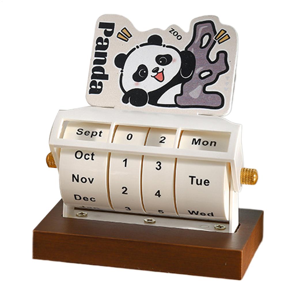 Rotary Perpetual Calendar Wood Decor Tabletop Capy... – Grandado