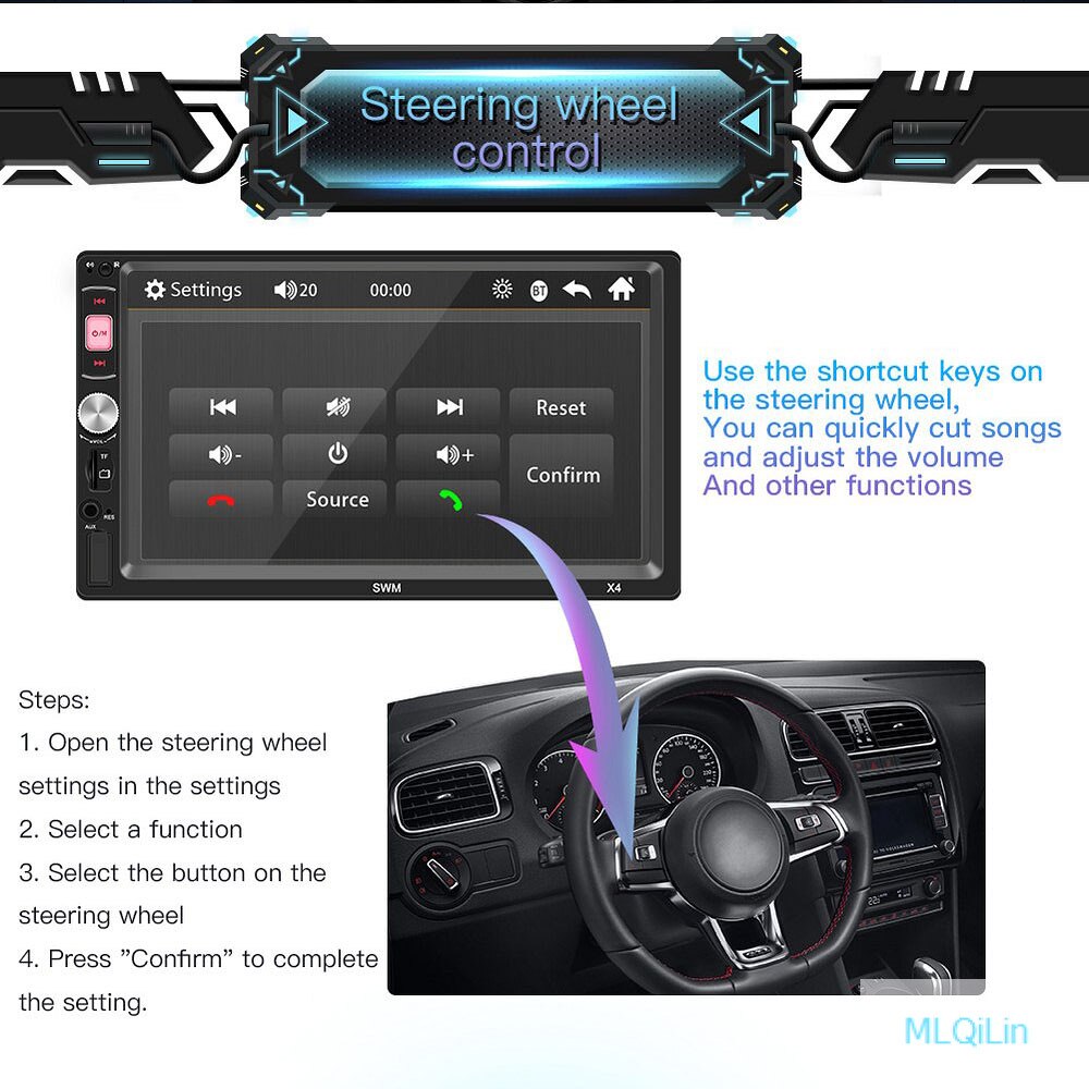 7 inch HD car MP5 player X4 Car player With 4LED r... – Grandado