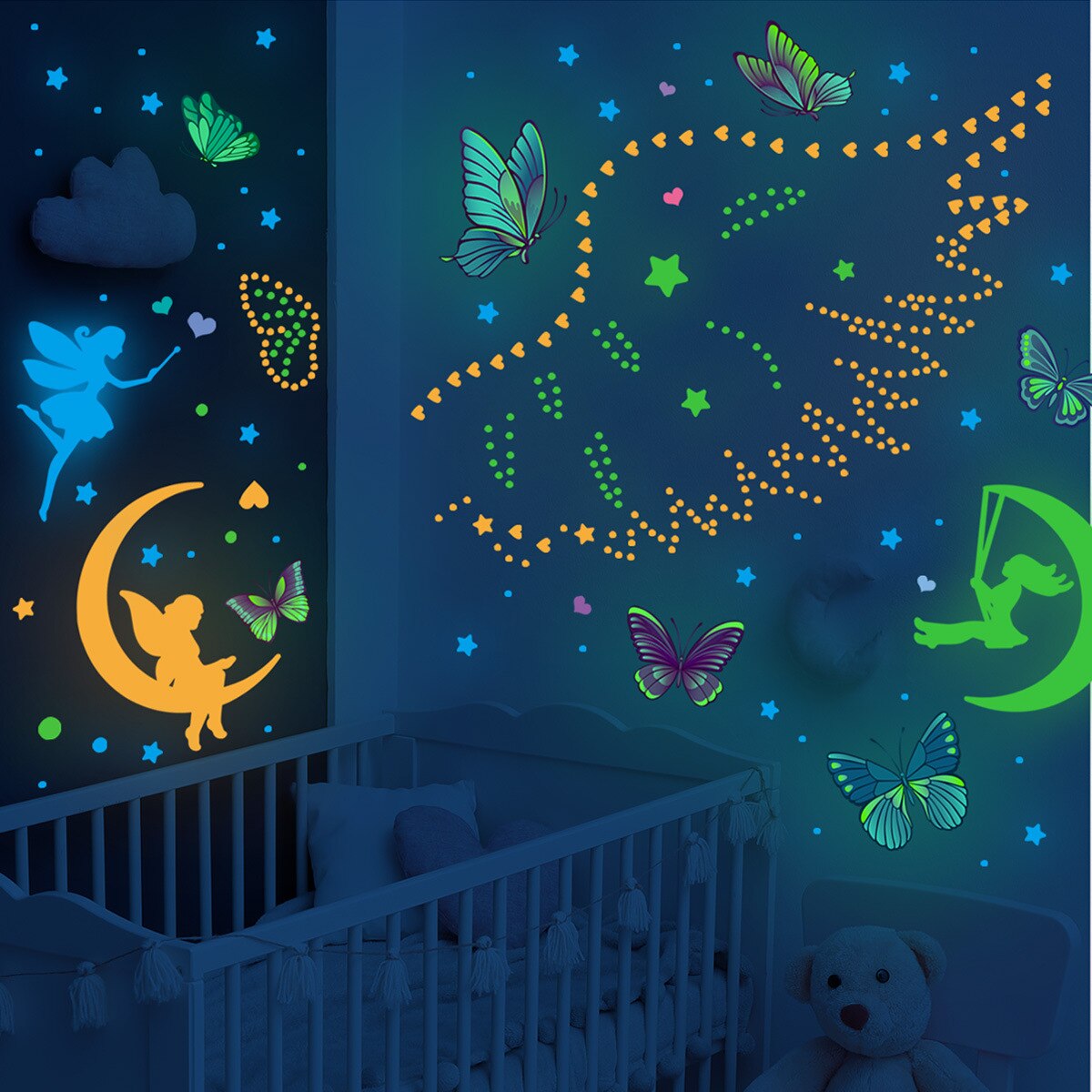 zollor Luminous Stars Butterfly Wall Stickers Chil... – Grandado