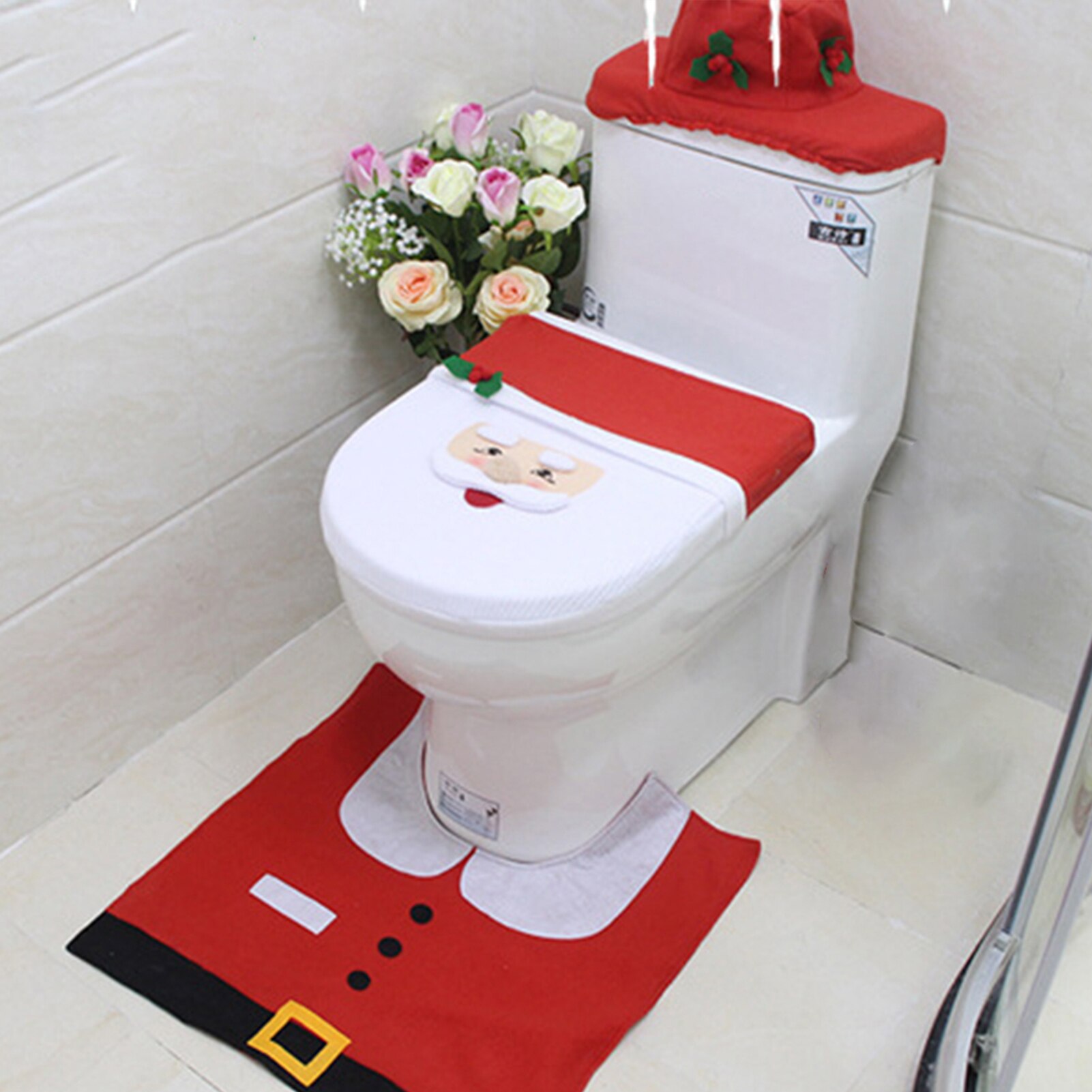 3 Stks/set Kerst Badkamer Anti-Slip Tapijt Toilet ... – Grandado