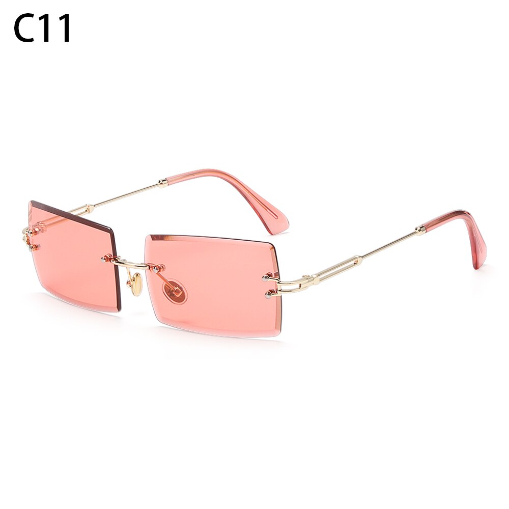 Tinted Lens Glasses Frameless Rectangular Sunglass... – Grandado