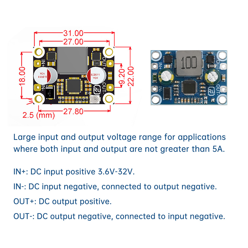 DC-DC Buck-Boost Module 3.6-32V to 5V 9V 12V 5A Ou... – Grandado