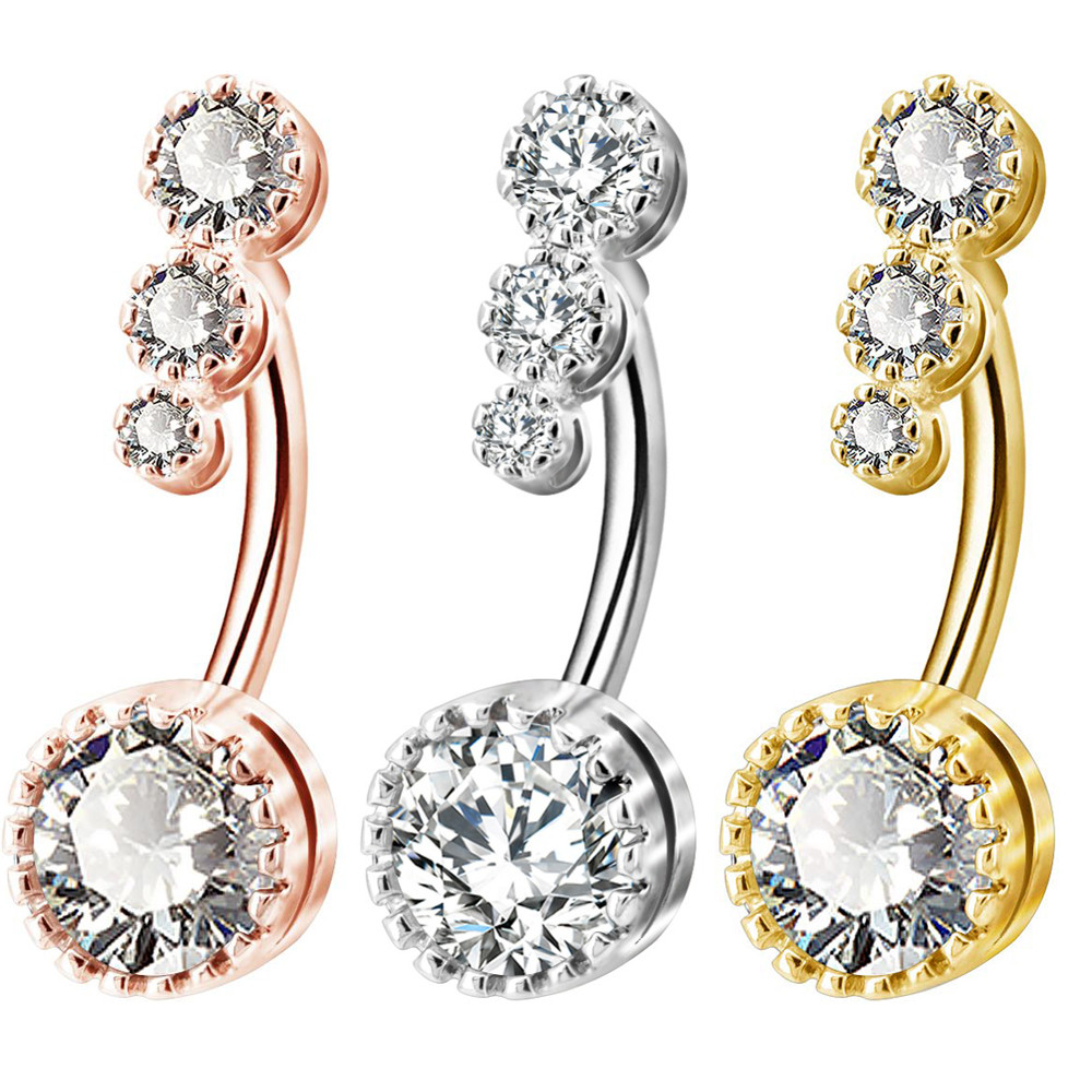 1PC Gold Color Series Crystal Belly Button Rings S... – Grandado