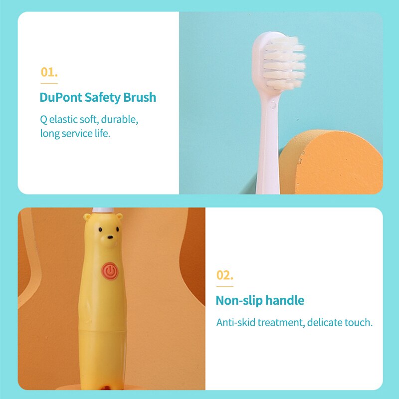 Kids Electric Toothbrush Cartoon Animals Bear Wate... – Grandado