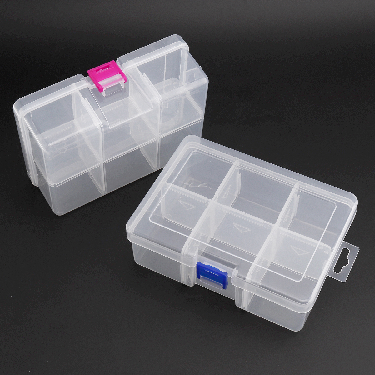 Blue Buckle Large 6 Grid Transparent Plastic Detac... – Grandado