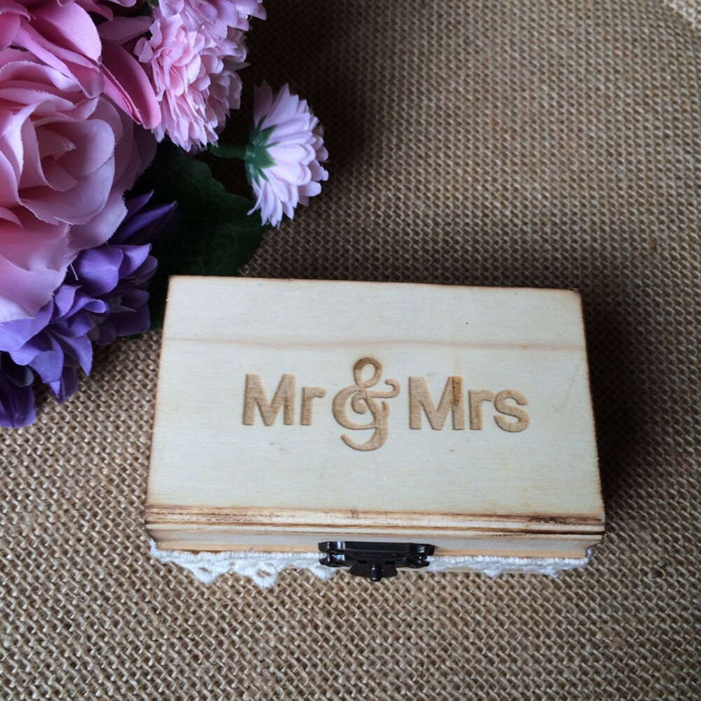 Wooden Mr & Mrs Ring Box Rustic Engagement Wedding... – Grandado