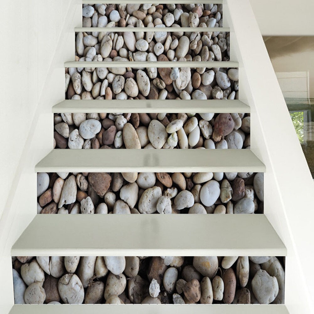 6Pcs/Set 3D Cobblestone Stair Stickers Adhesive Mu... – Grandado
