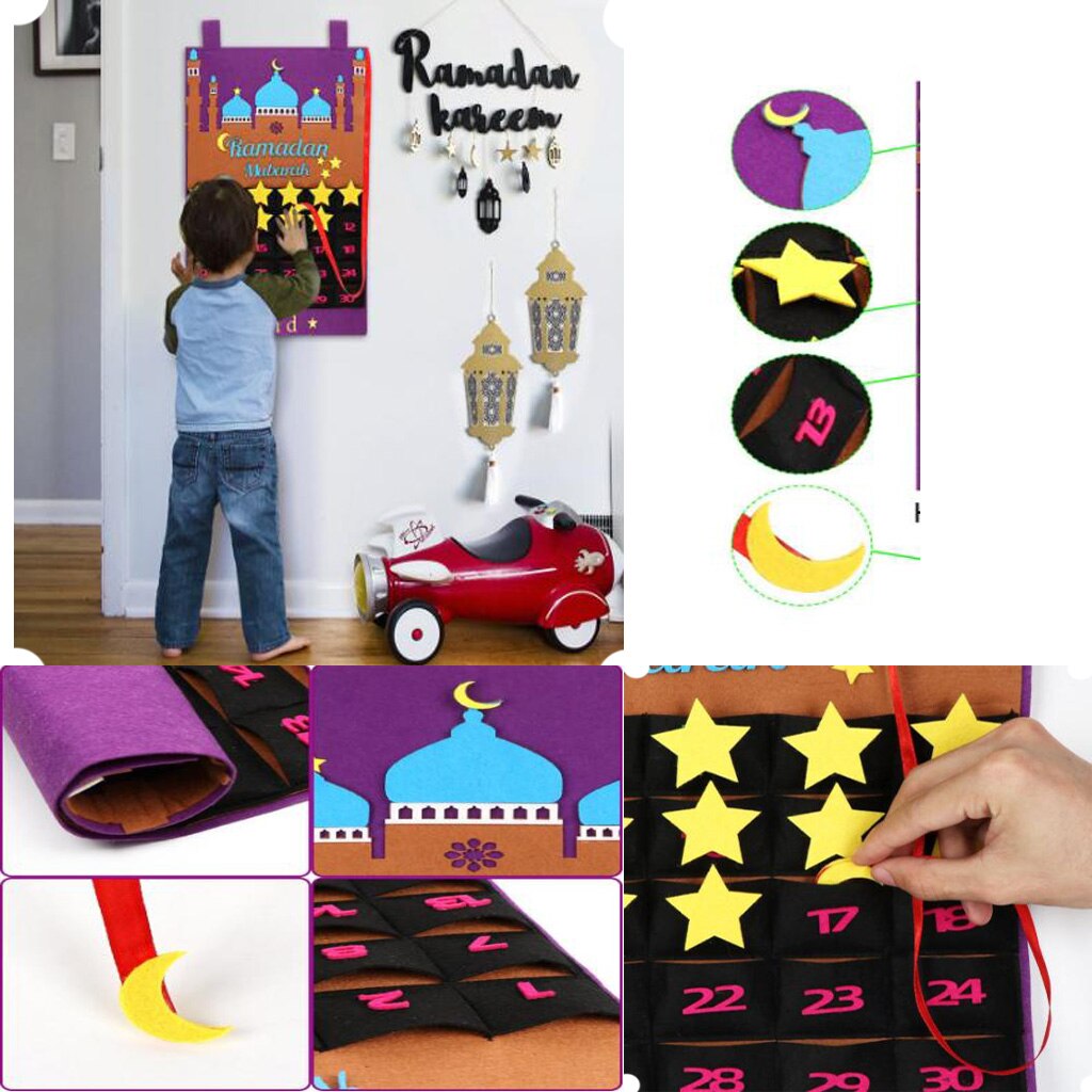 Felt Ramadan Eid Mubarak Kareem Wall Hanging Numbe... – Grandado