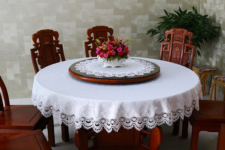 Modern lace satin white Tablecloth embroidery dini... – Grandado