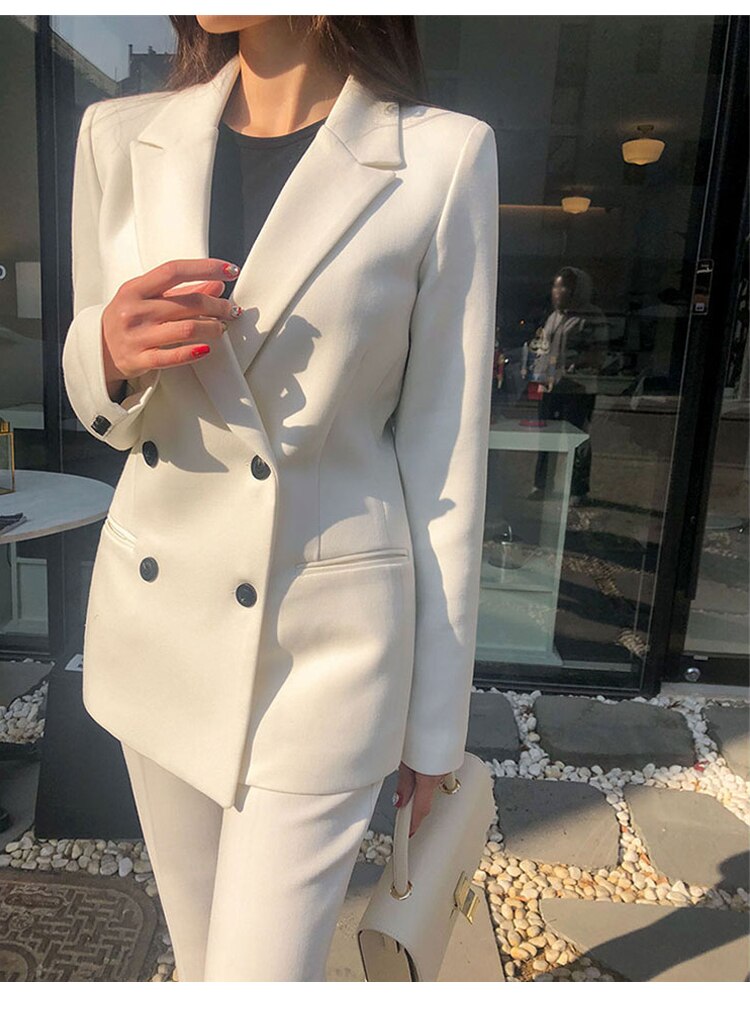 Mode 2 Delige Set Vrouwen Blazer Set Double-Breast... – Vicedeal