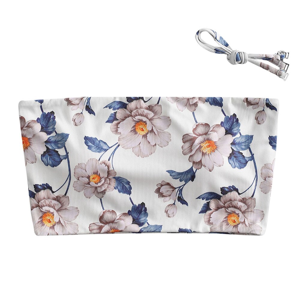 ZAFUL Sunflower Ribbed Cropped Bandeau Bikini Top – Grandado