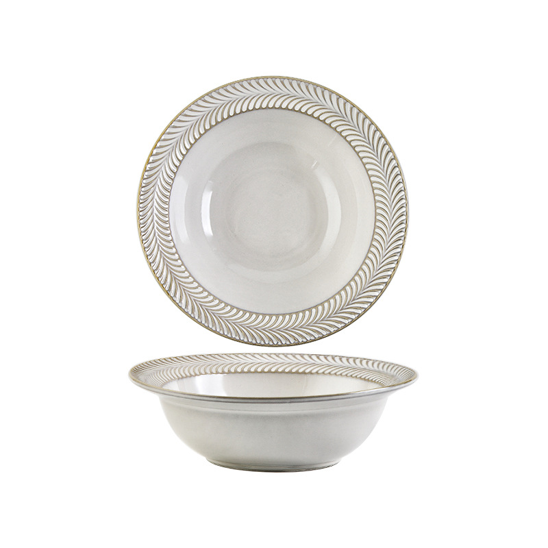 Ceramic Plate Set Vintage French Floral Relief Dec... – Vicedeal