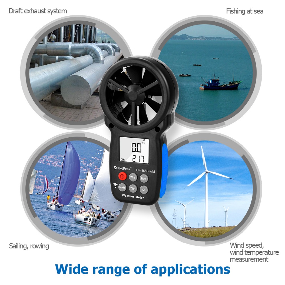 Anemometer HoldPeak HP-866B-WM Wind Speed Meter Di... – Grandado