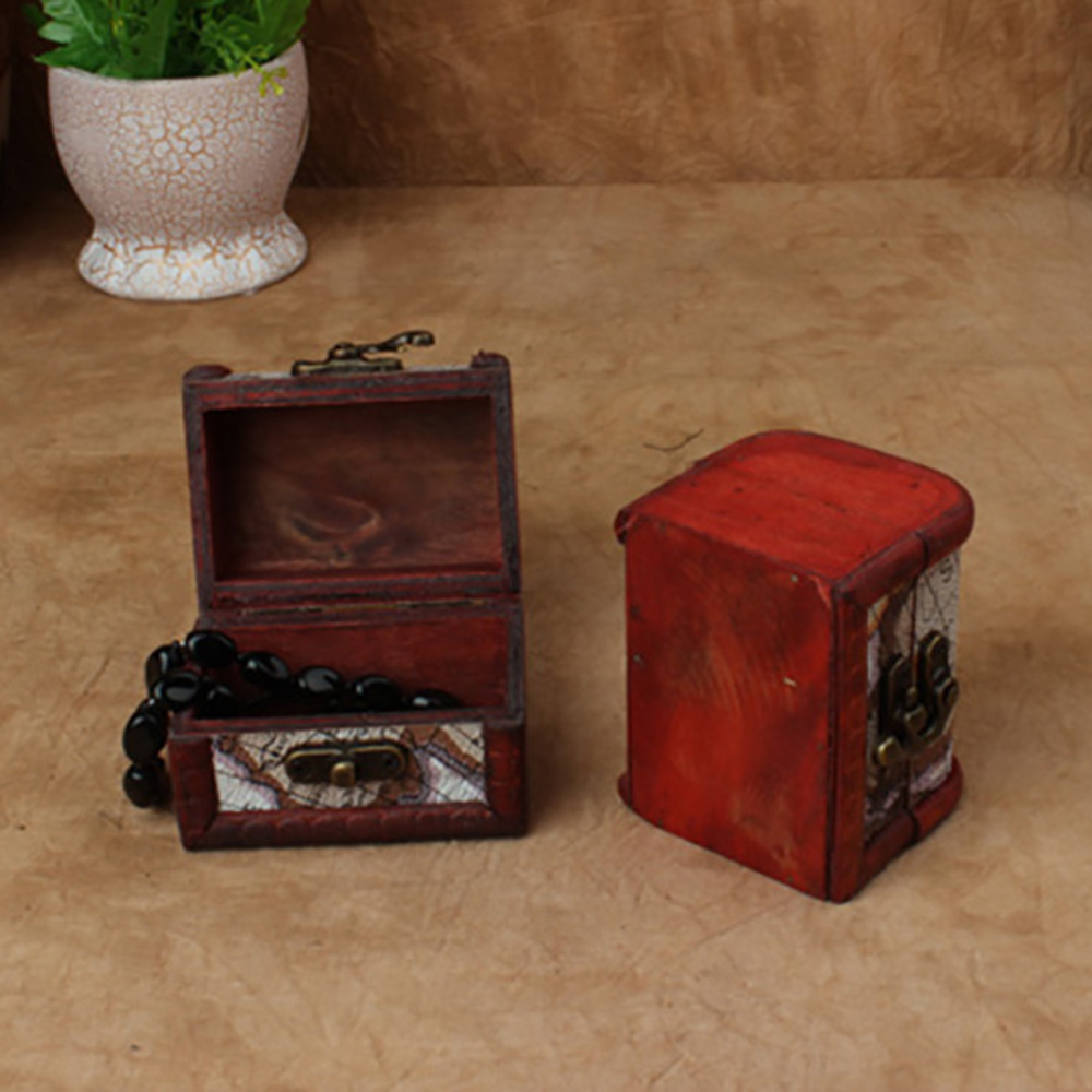 1pc Vintage Small Metal Lock Jewelry Treasure Chest Case Manual Wood ...