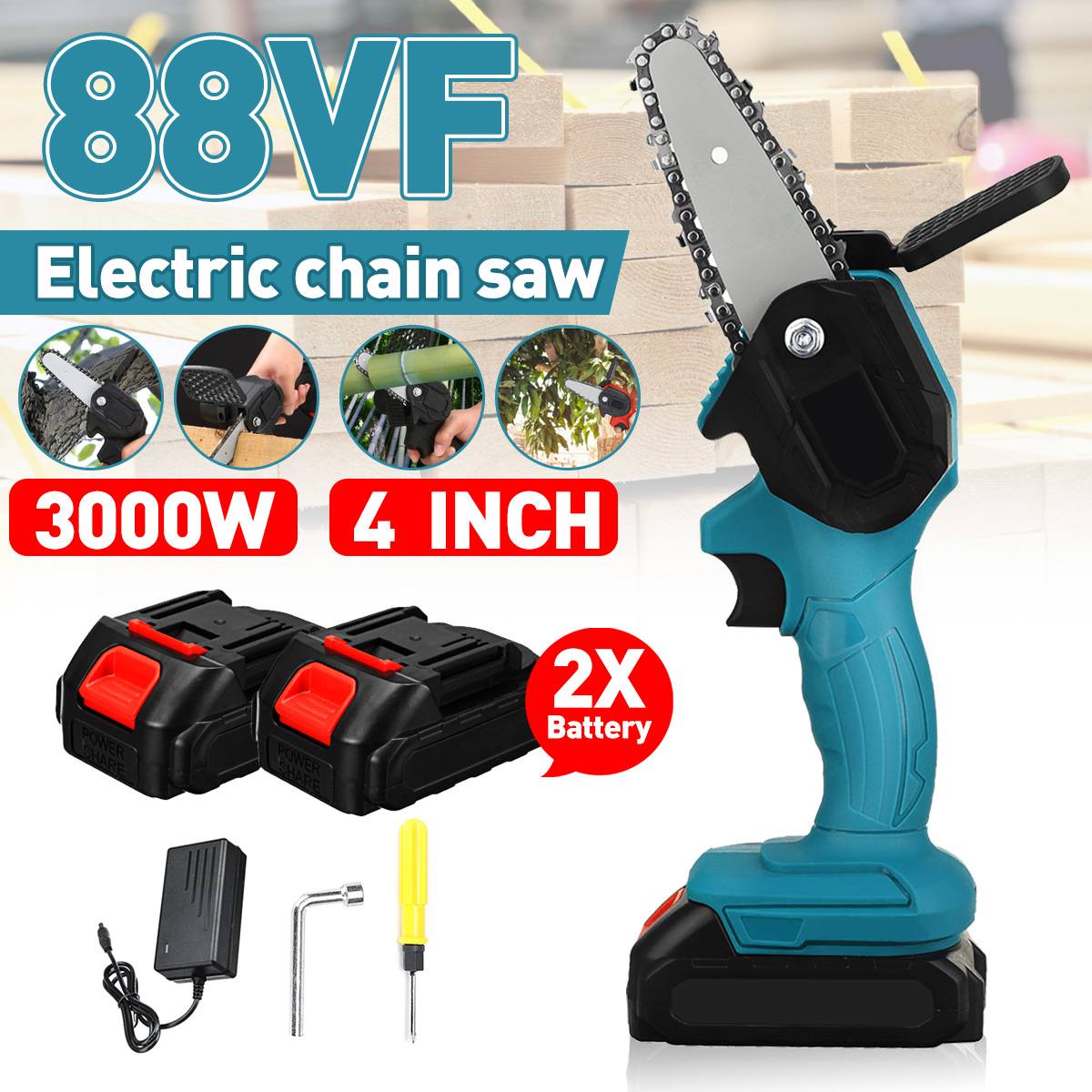3000W 88VF 4 Inch Mini Electric Saw Chainsaw Garde... – Vicedeal