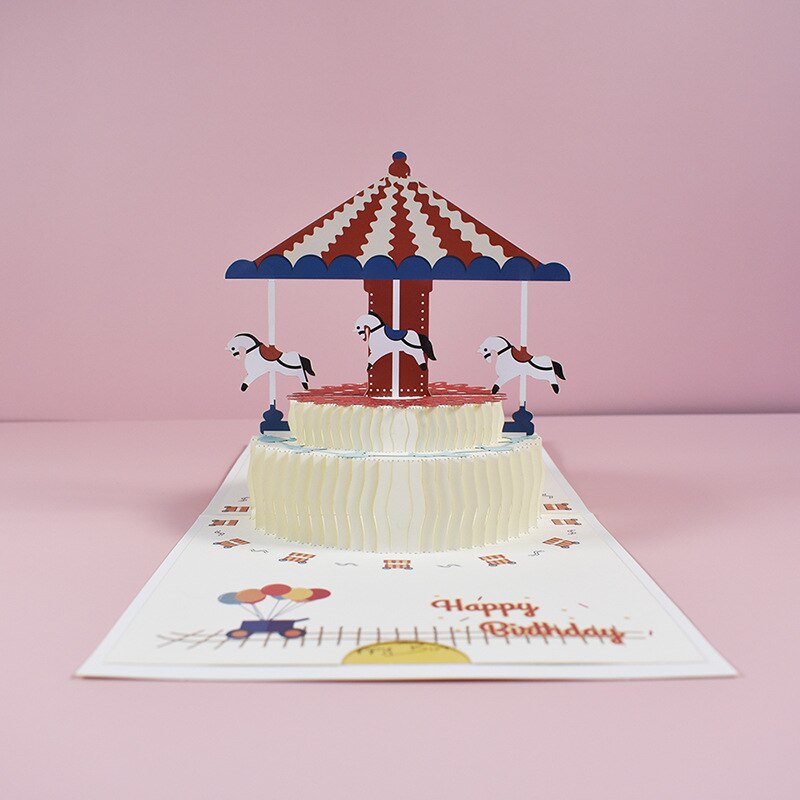 Carousel Cake Pop Up Card - 3d Card, Greeting Card... – Grandado