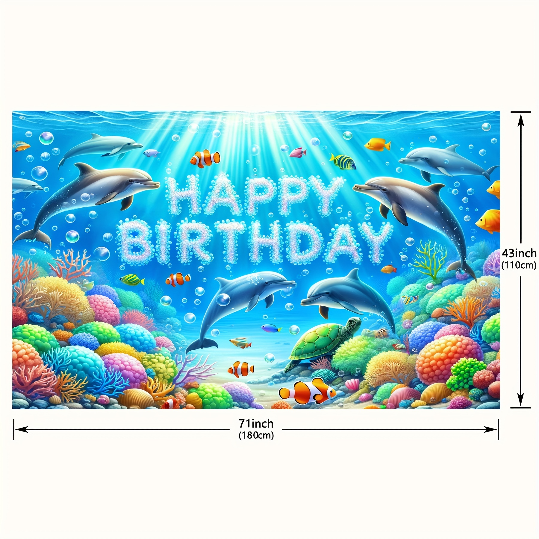 Marine-themed Happy Birthday banner, underwater do... – Vicedeal