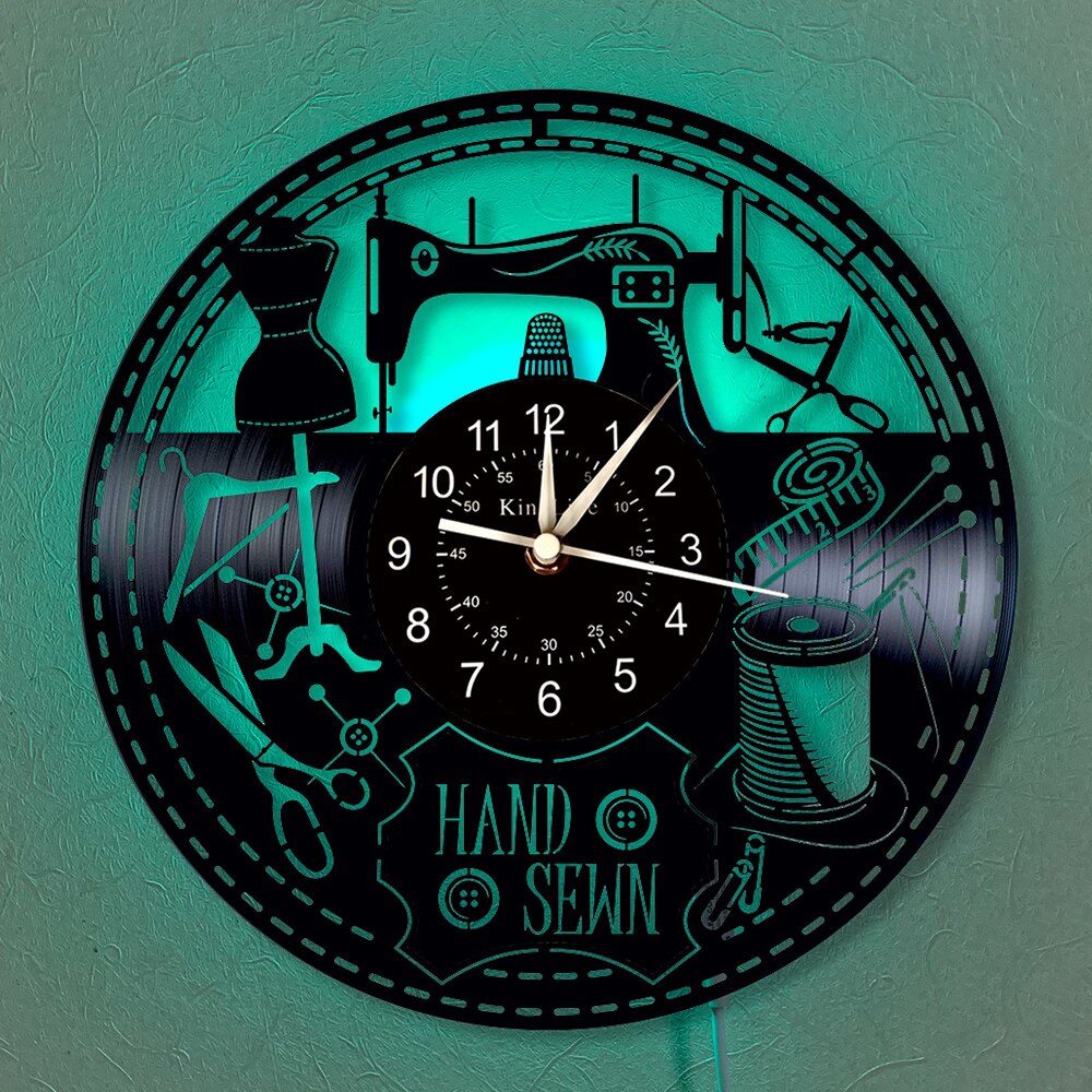 Tailor Shop Wall Clock Vinyl Record LED Wall Clock... – Grandado