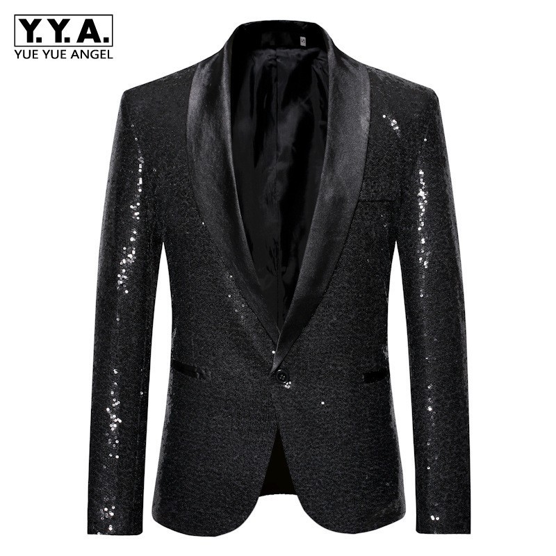 Goud Pailletten Glitter Suits Blazer Mannen Casual... – Vicedeal