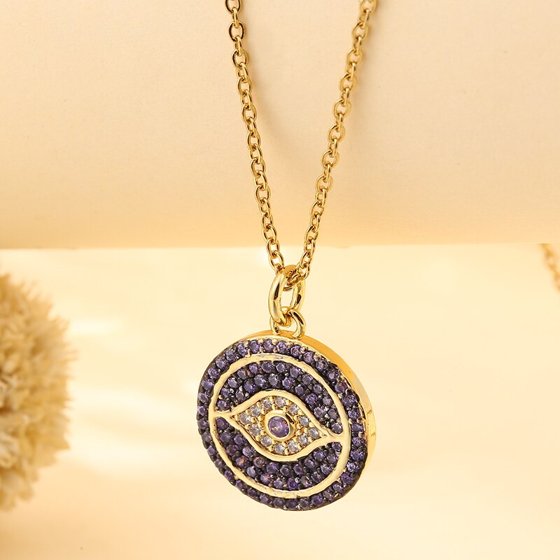 Vintage Stainless Steel Color CZ Demon Eye Pendant... – Grandado