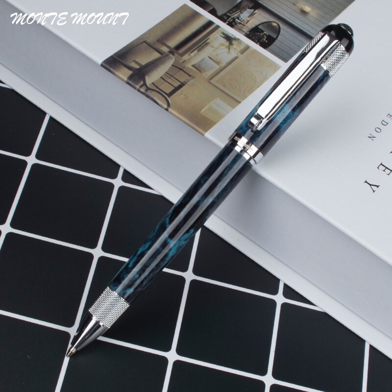 MONTE MOUNT Metalen Blauw marmer Balpen Zwart Zilv... – Vicedeal