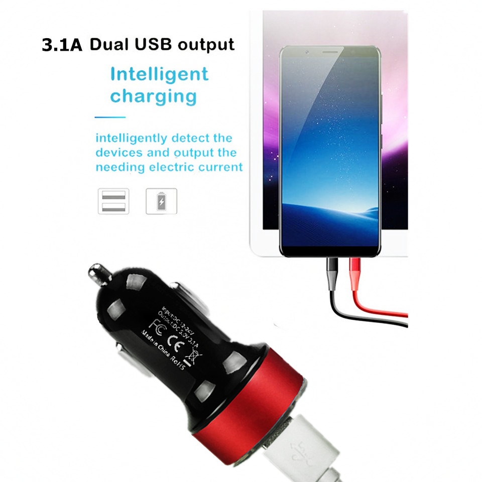 Universele Snelle Dual USB Autolader Adapter LED D... – Grandado