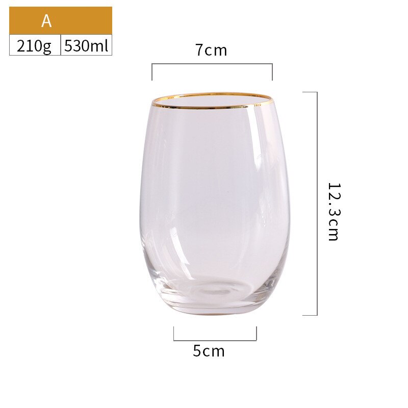 Brief Gold Edge Egg Shape Crystal Glass Cup Tranpa... – Grandado