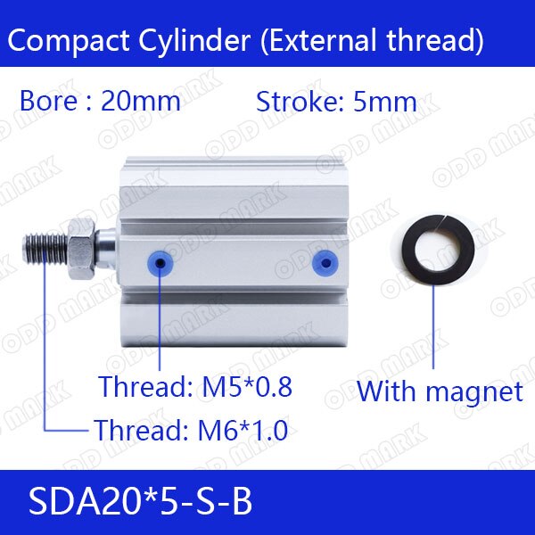 SDA20 * 5-B 20mm Boring 5mm Slag Externe draad Com... – Grandado