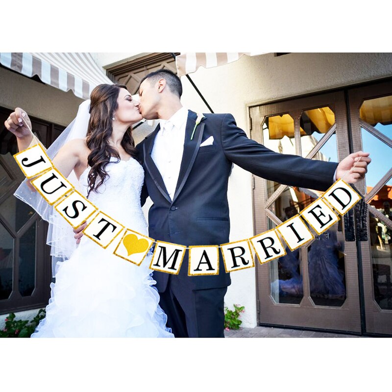 Vintage Just Married Paper Banner Wedding Bunting ... – Grandado