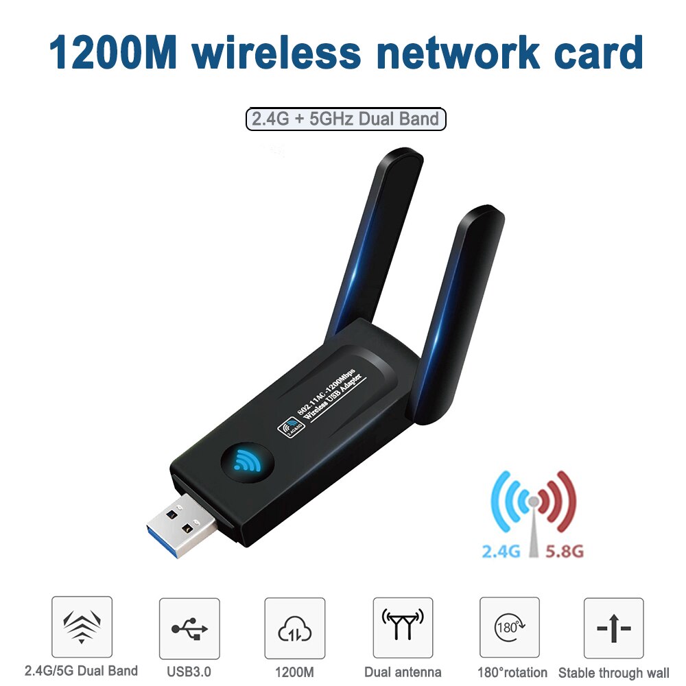 Usb 3.0 1200Mbps Wifi Adapter RTL8812 Dual Band 5G... – Grandado