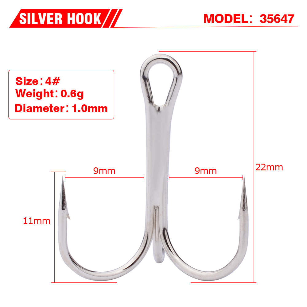 PROBEROS 20 PCS/Lot Red High Carbon Treble Hooks B... – Grandado