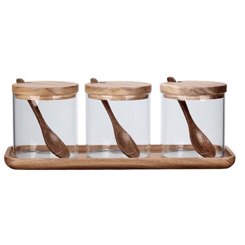 3 Pcs 250ML Glass Seasoning Jar Salt Sugar Bowl Ki... – Grandado