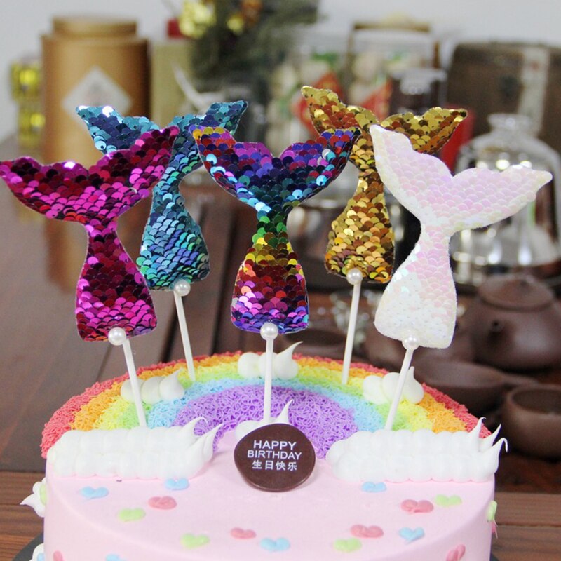 Multicolor mermaid Cake Topper for Birthday Decora... – Grandado