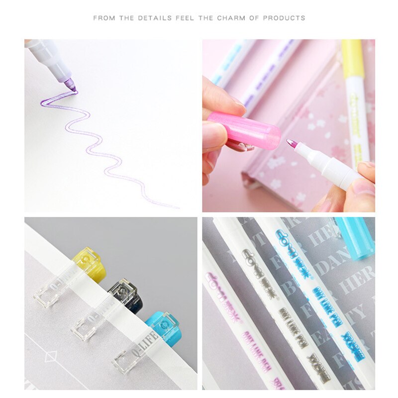 8 teile/satz Doppel Liner Umriss Stift Schriftlich... – Grandado