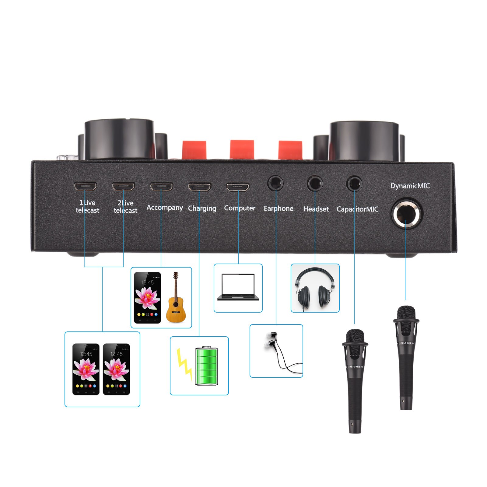 V8S External Live Sound Card Mini Sound Mixer Boar... – Vicedeal