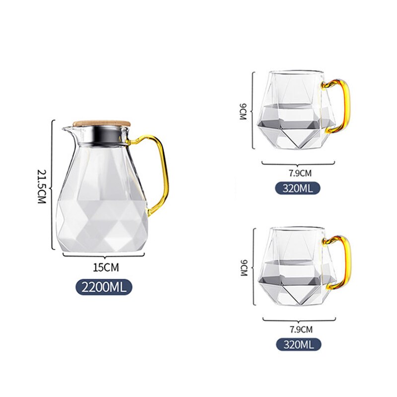 Diamond Texture Glass Teapot Set Cold Water Jug Tr... – Grandado