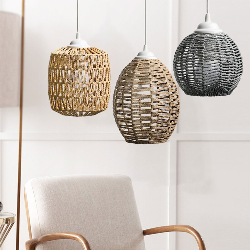 Natural Woven Lamp Shade Rope Weave Lamp Cover Ret... – Grandado