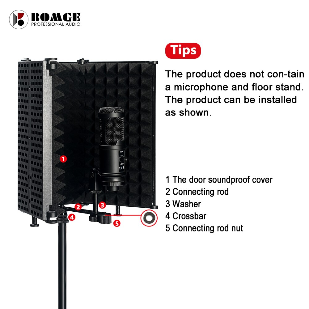 BOMGE 3 / 5 Panels Microphone Mic Isolation Shield... – Grandado