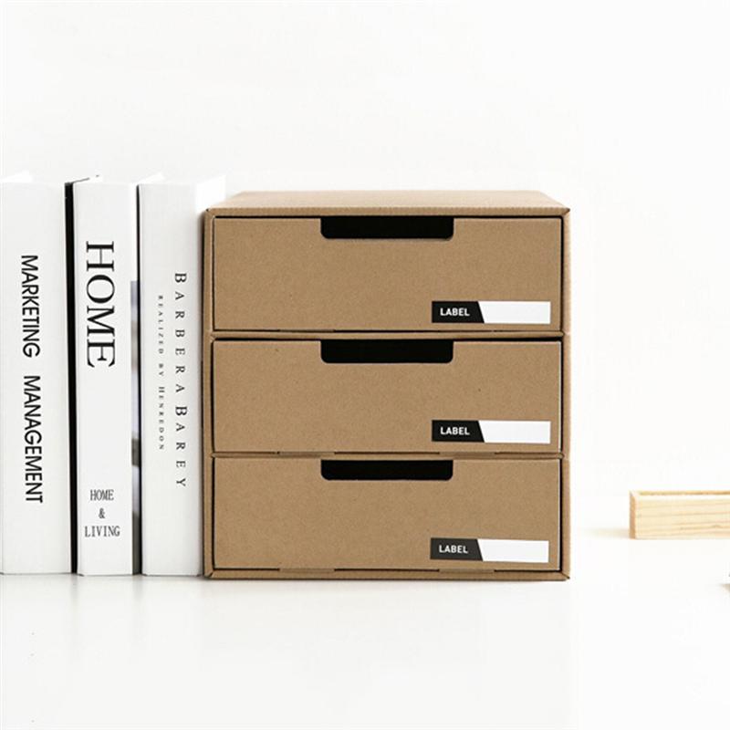 Kraft Paper Desktop Storage Box Drawer Type Statio... – Grandado