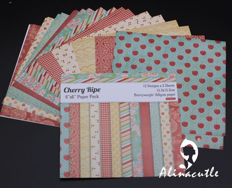 AlinaCraft 24 sheets 6"X6" patterned paper cherry ... – Grandado