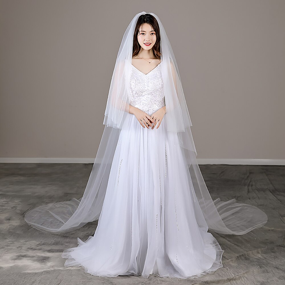 Molans Double layer Long Bridal Wedding Veil 0.8M ... – Grandado