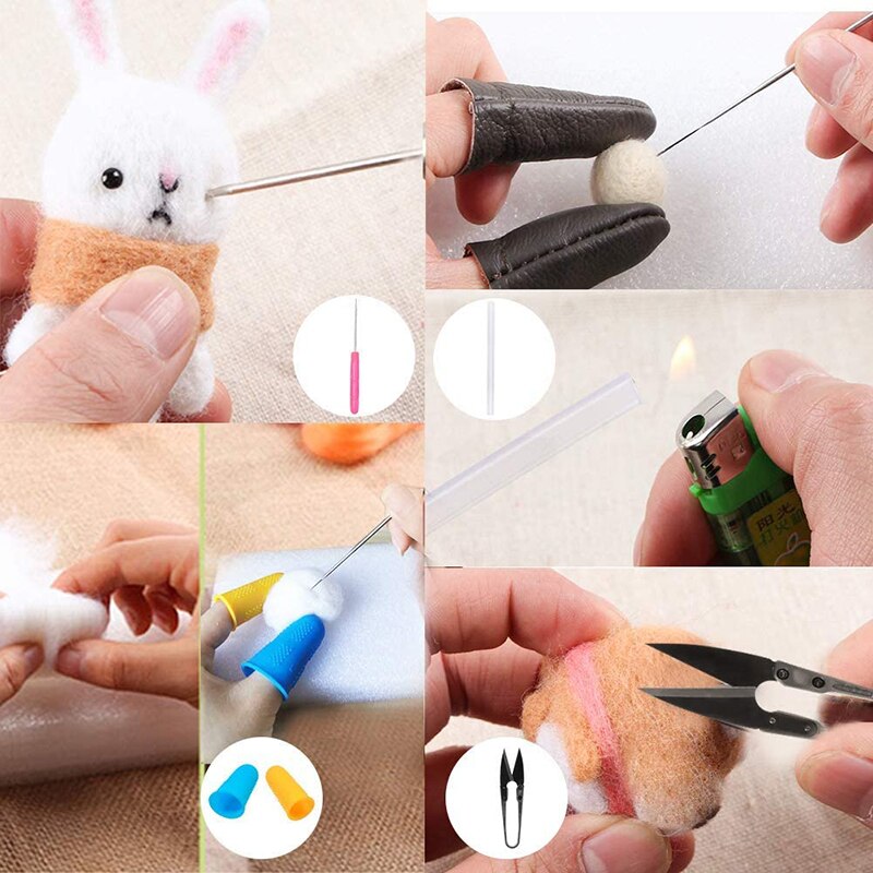 MIUSIE Wool Needle Felt Kit Poked Rabbits DIY Cute... – Grandado
